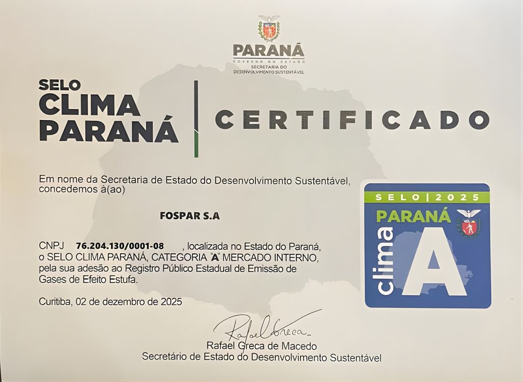 Fospar remporte le label climatique du Paraná dans la catégorie A pour ...