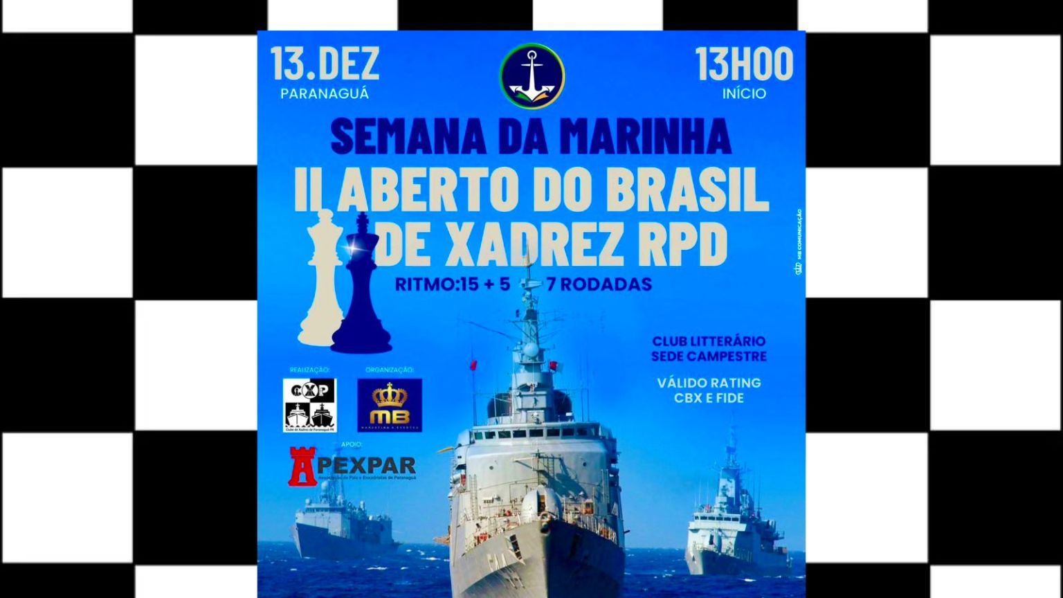 Aberto do Brasil de Xadrez RPD será neste sábado em Paranaguá